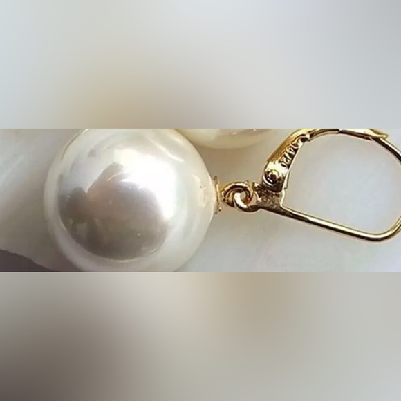 Jewelry | Huge Aaa 16mm Natural South Sea White Shell Pearl Earrings 14k Gold Leverback | Poshmark